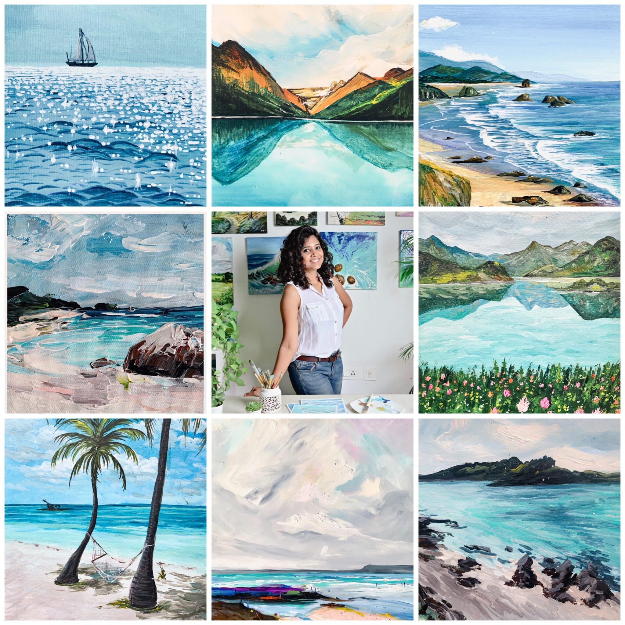 Easy Impasto Waves seascape painting - Debasree Dey Art