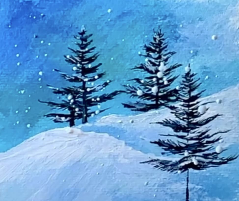 Easy Winter Landscape Painting With Snow Pine Trees - Easy Winter ...