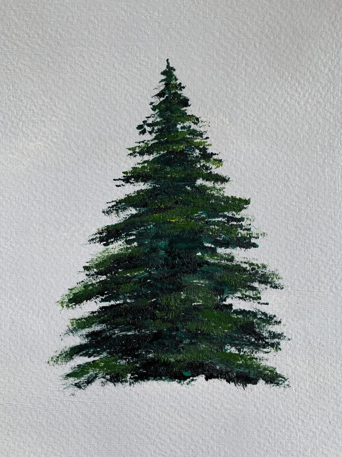 How To Paint Christmas Tree With Acrylics and Flat Brush in easy steps?