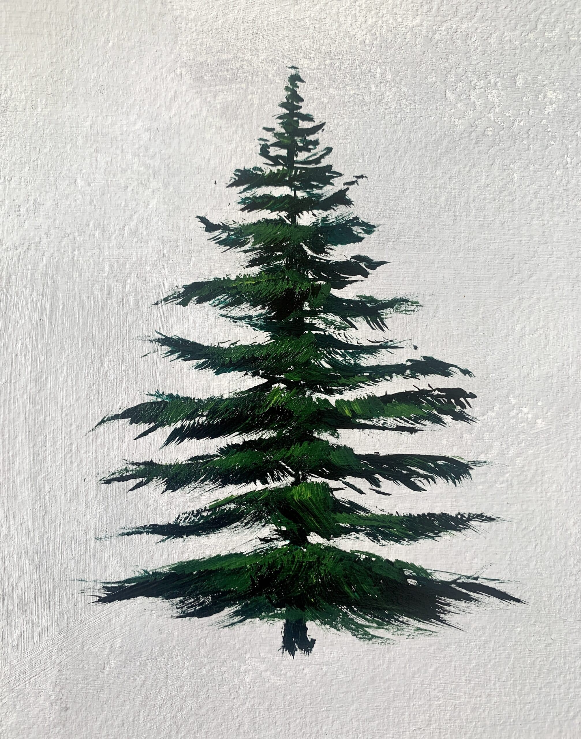 Snowy Acrylic Pine Tree With A fan Brush - Debasree Dey Art