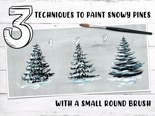 Snowy Pine Tree Painting - 6 Easy Steps - Debasree Dey Art