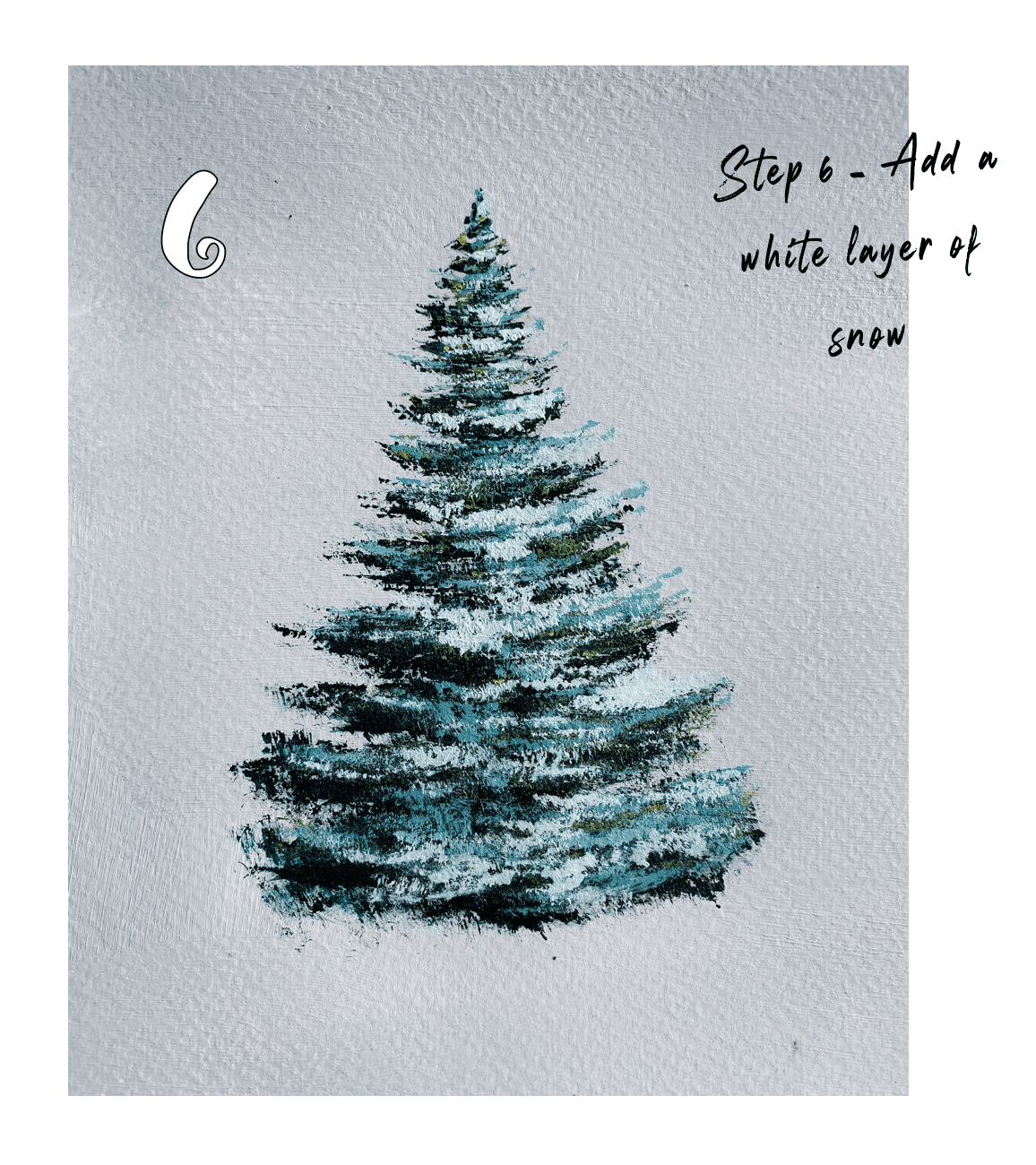 Snowy Pine Tree Painting - 6 Easy Steps - Debasree Dey Art