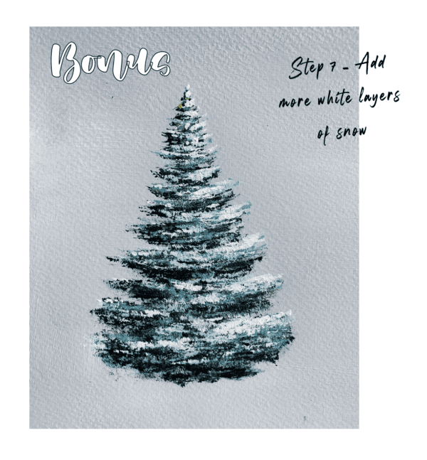 Snowy Pine Tree Painting - 6 Easy Steps - Debasree Dey Art