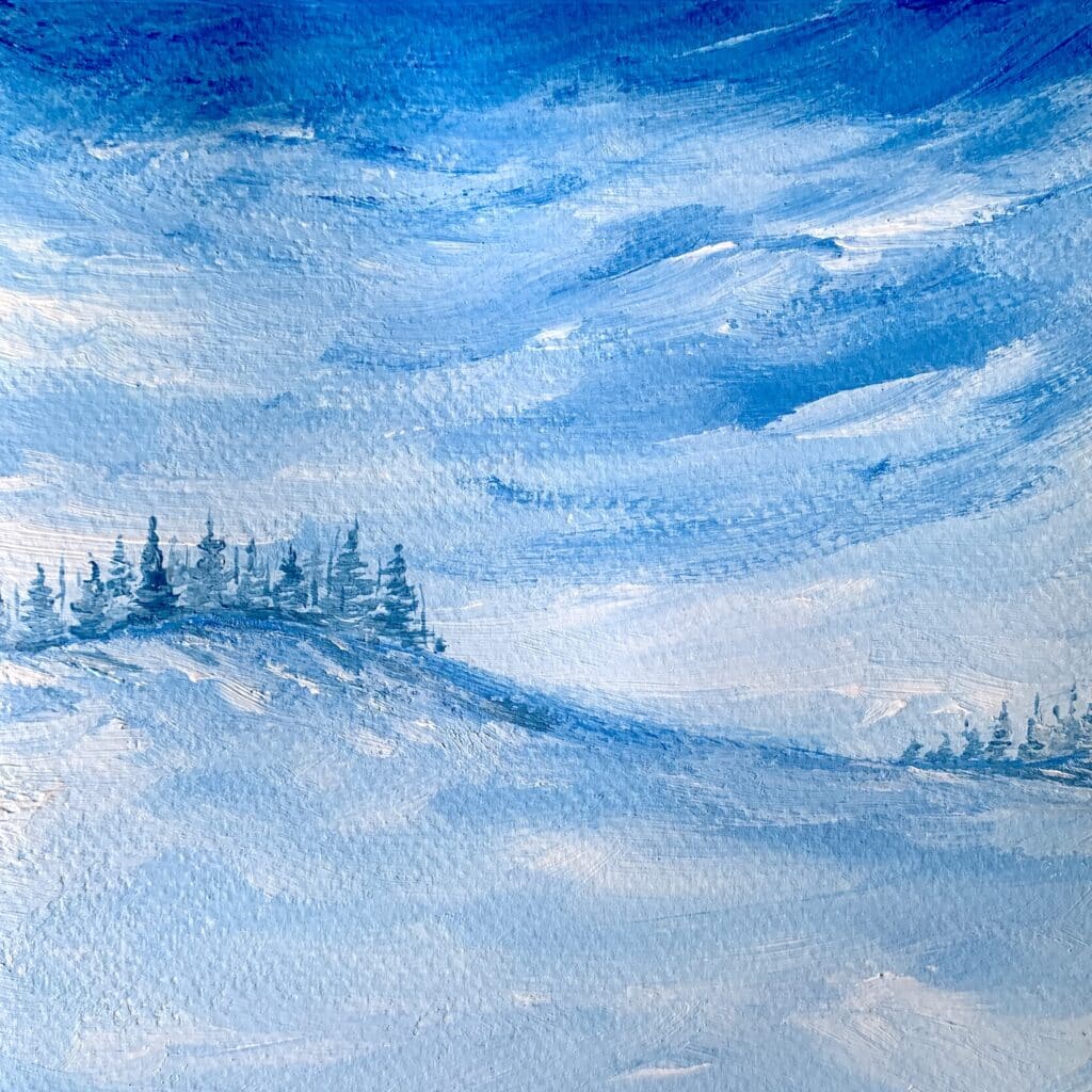Winter Snowfall Scenery Painting - Easy Winter Painting Ideas For Beginners
