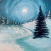 Winter Night Landscape Painting With Acrylics - Step By Step Tutorial