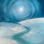 Winter Night Landscape Painting With Acrylics - Step By Step Tutorial
