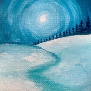Winter Night Landscape Painting With Acrylics - Step By Step Tutorial