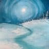 Winter Night Landscape Painting With Acrylics - Step By Step Tutorial
