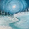 Winter Night Landscape Painting With Acrylics - Step By Step Tutorial