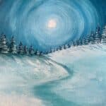 Winter Night Landscape Painting With Acrylics - Step By Step Tutorial