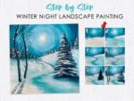 Easy Winter Landscape Painting With Snow Pine Trees - Easy Winter ...