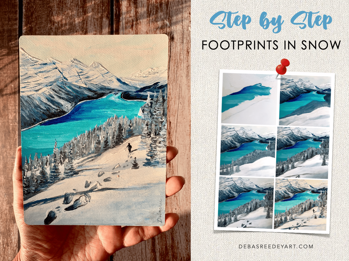 Easy Footprints in Snow Painting - Debasree Dey Art
