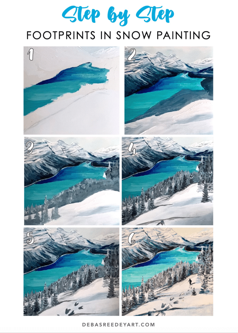 Easy Footprints in Snow Painting - Debasree Dey Art