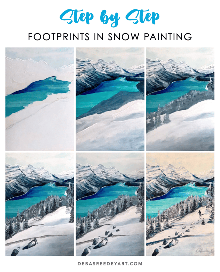 Easy Footprints in Snow Painting - Debasree Dey Art
