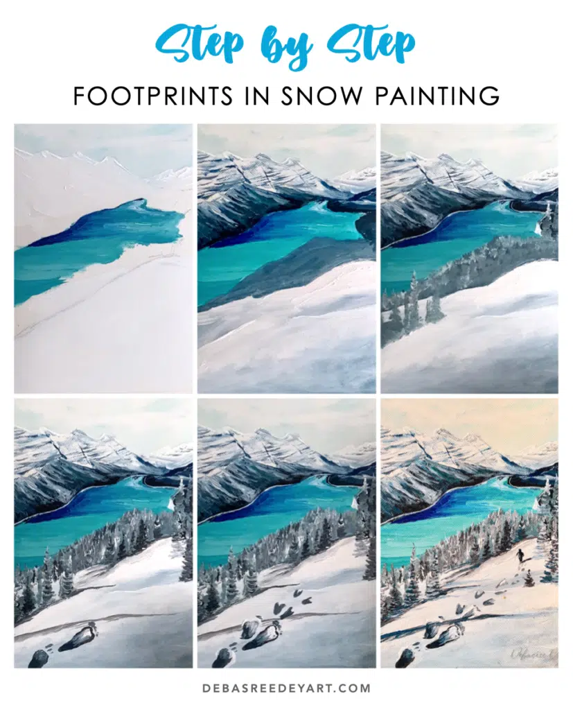 Easy Footprints in Snow Painting - Debasree Dey Art