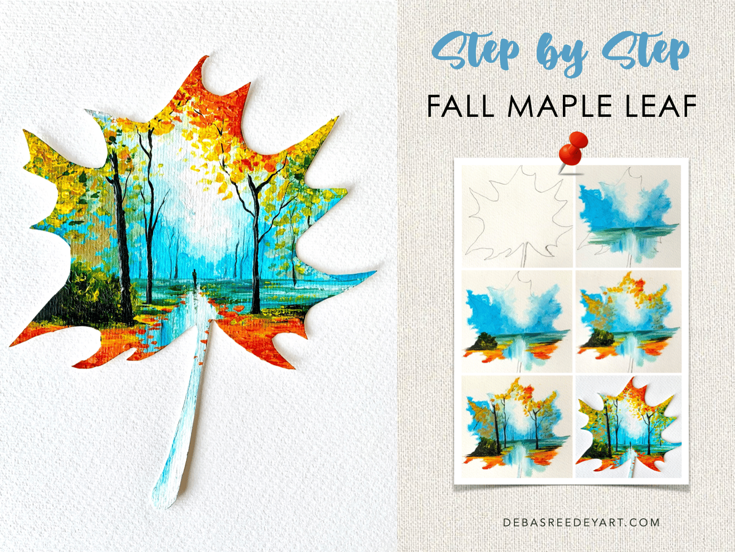 How to paint a fall maple leaf - Debasree Dey Art