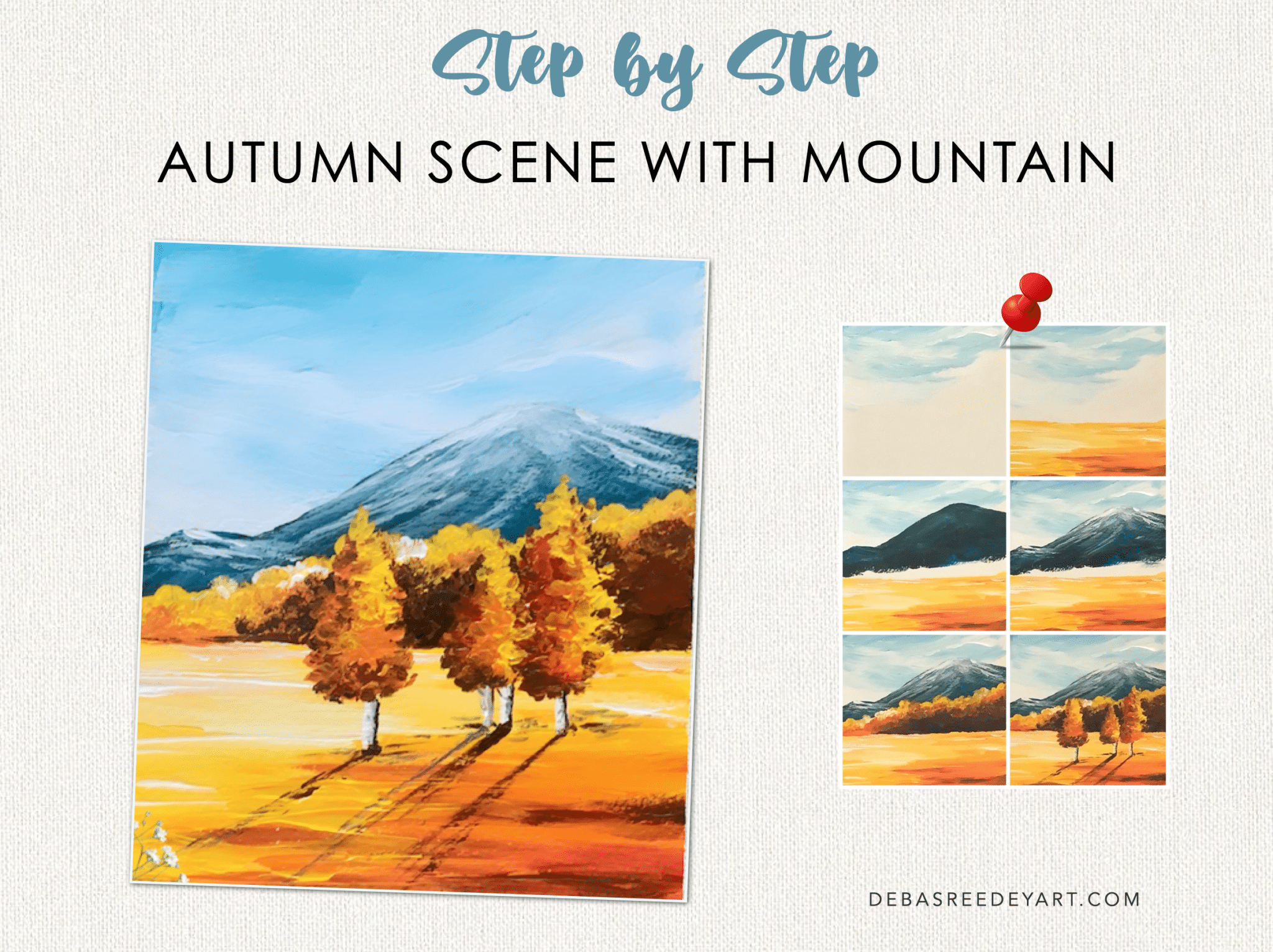 Easy Autumn landscape Painting - Acrylic painting tutorial step by step ...