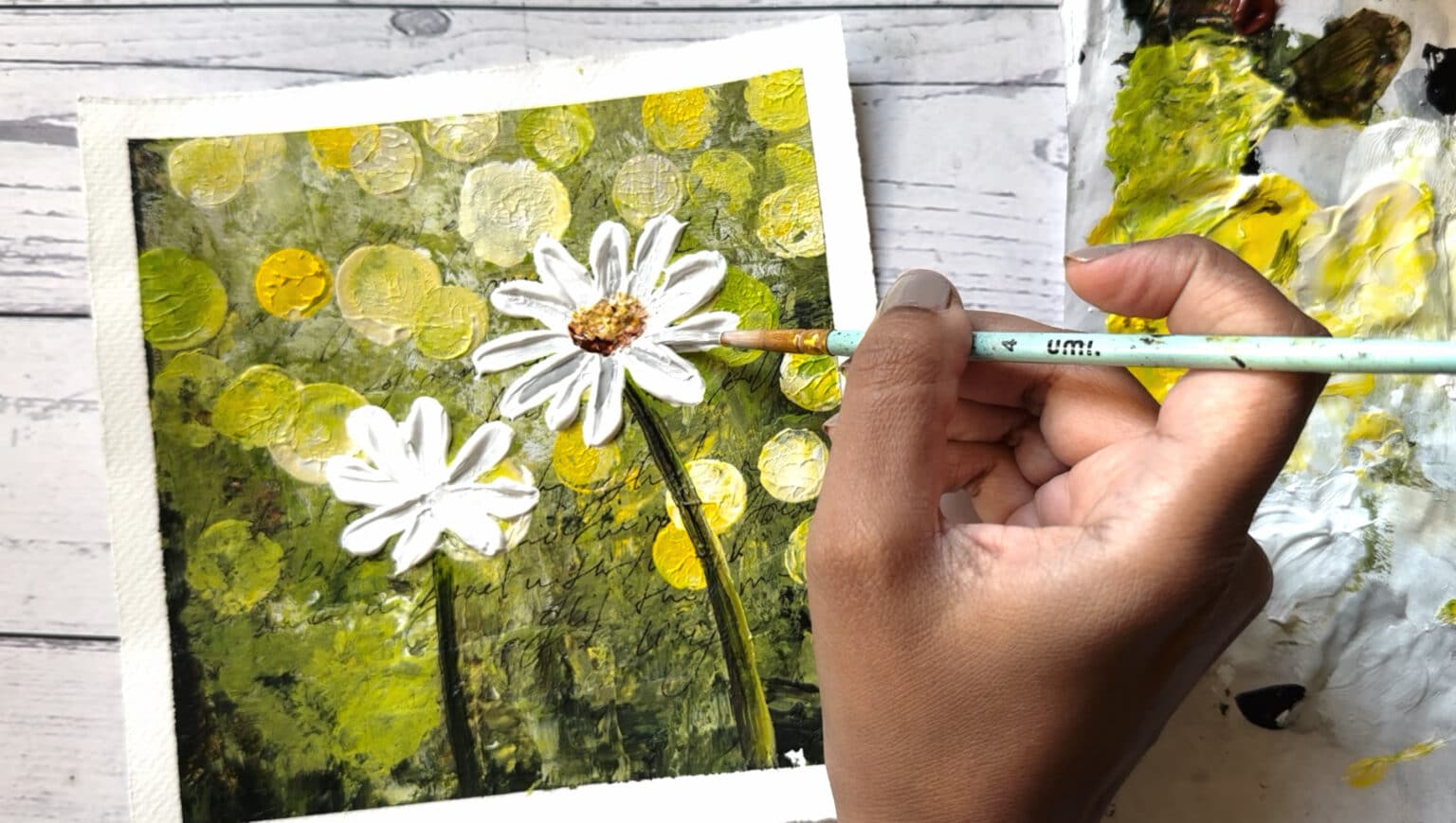 Easy Daisy Flower painting - Spring landscape - Debasree Dey Art