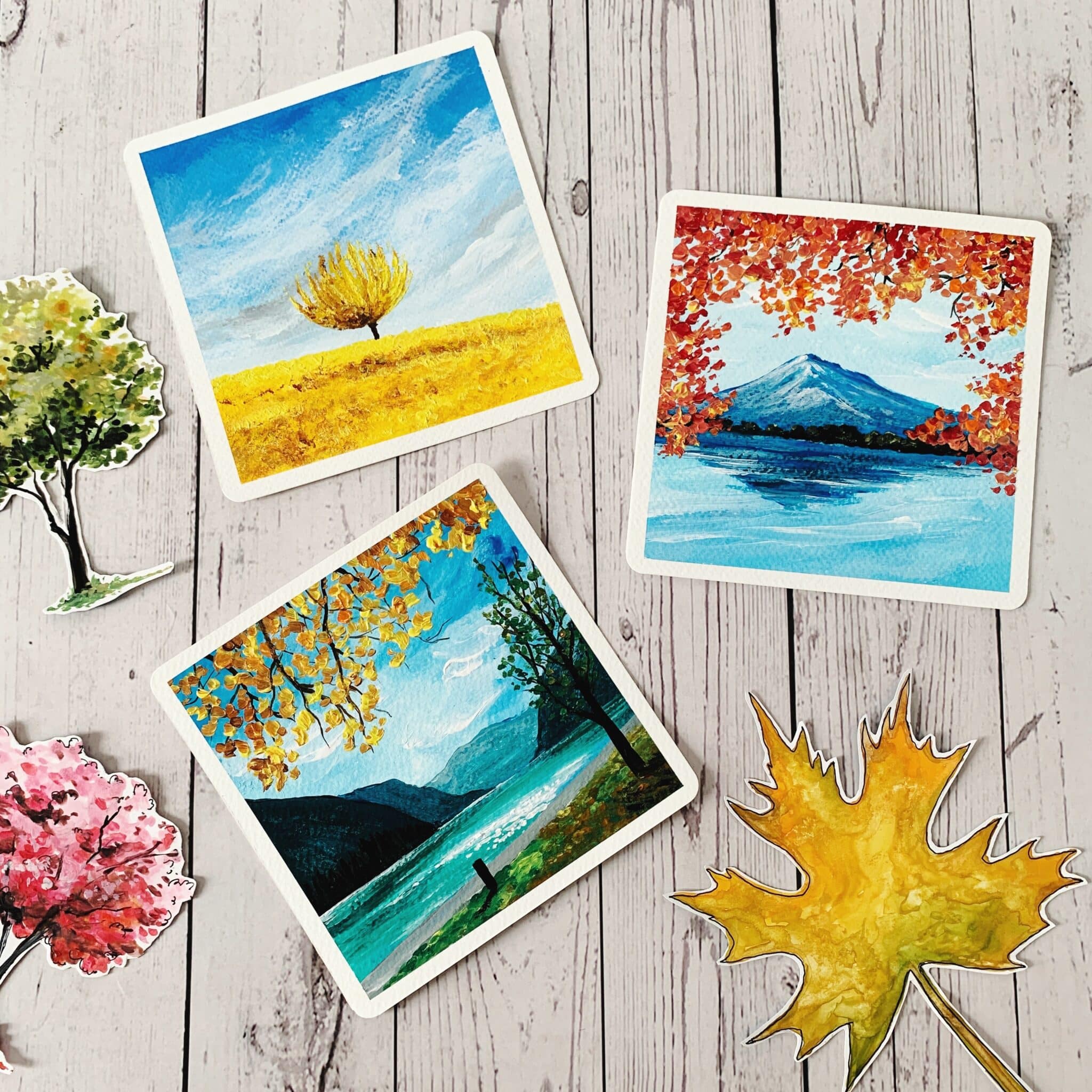 How to paint an Easy Autumn Tree Landscape in 10 easy steps - Debasree ...