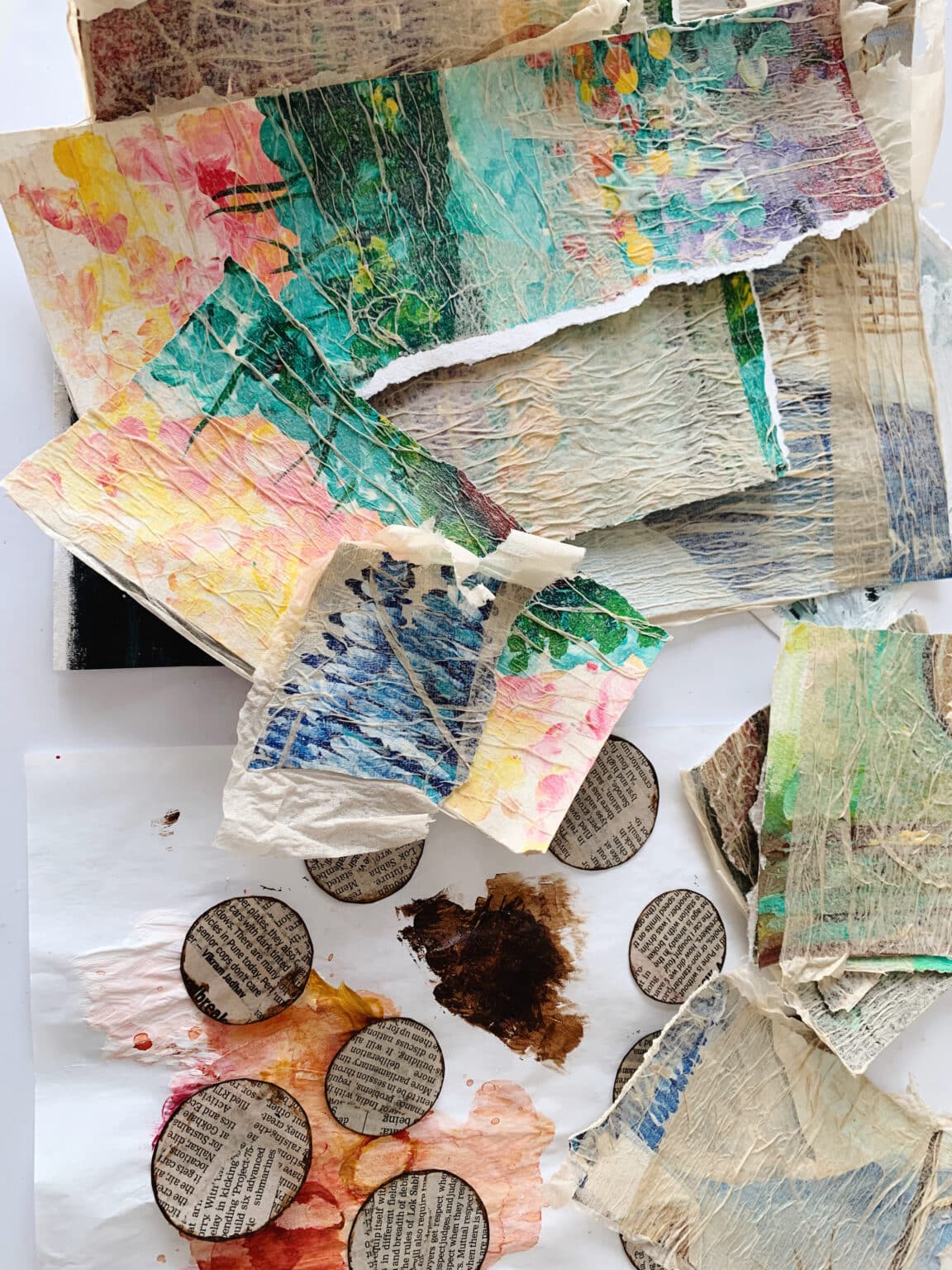 Paper buttons - Mixed media art - Debasree Dey Art