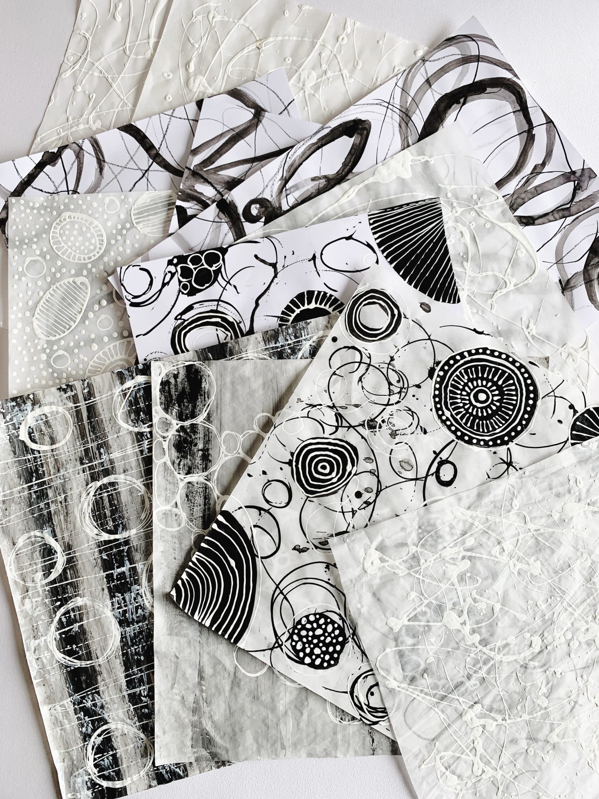 Creating mixed media collage papers using deli/butter/bakery papers ...