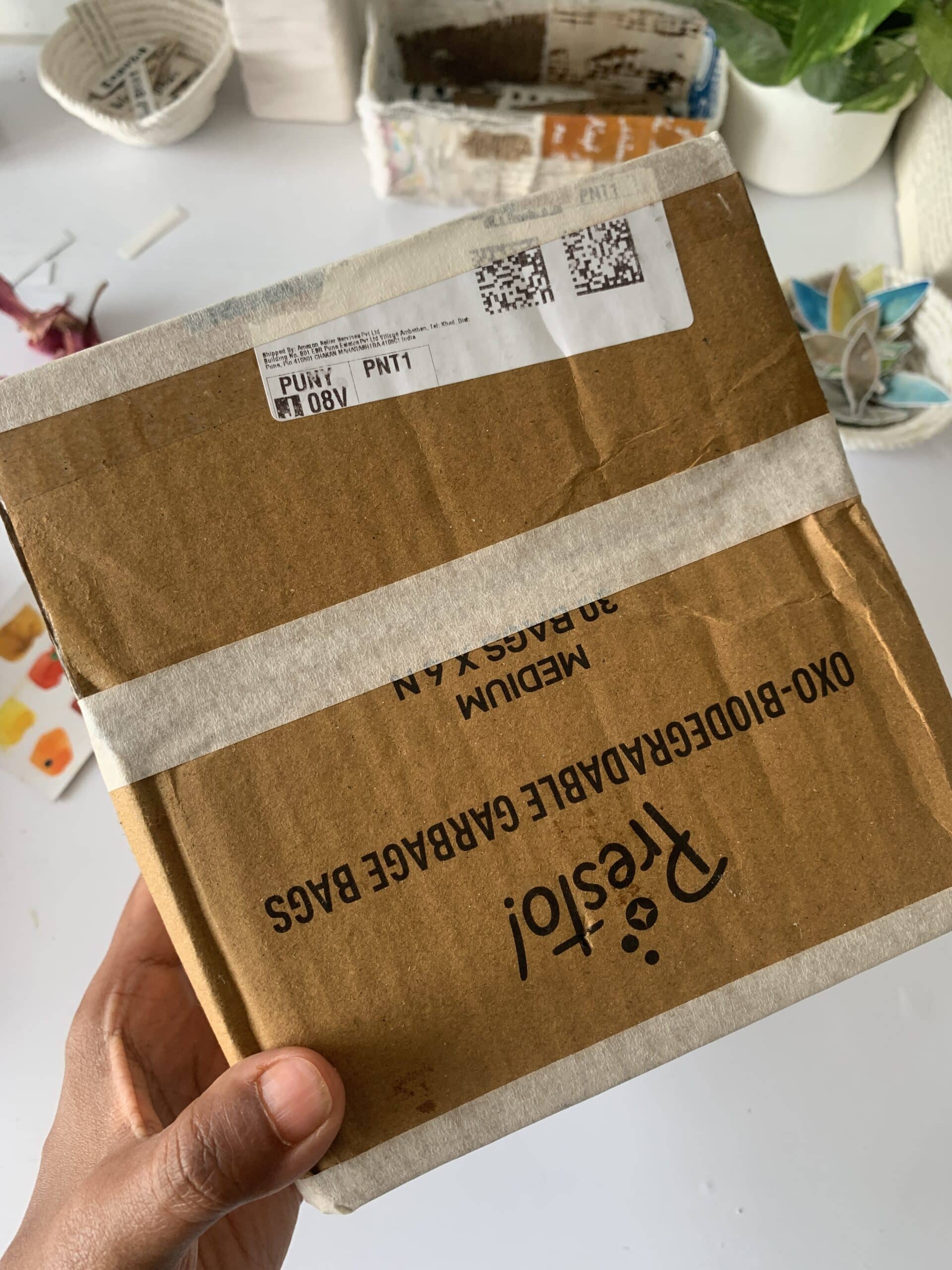 Cardboard box storage for mixed media collage papers - Debasree Dey Art