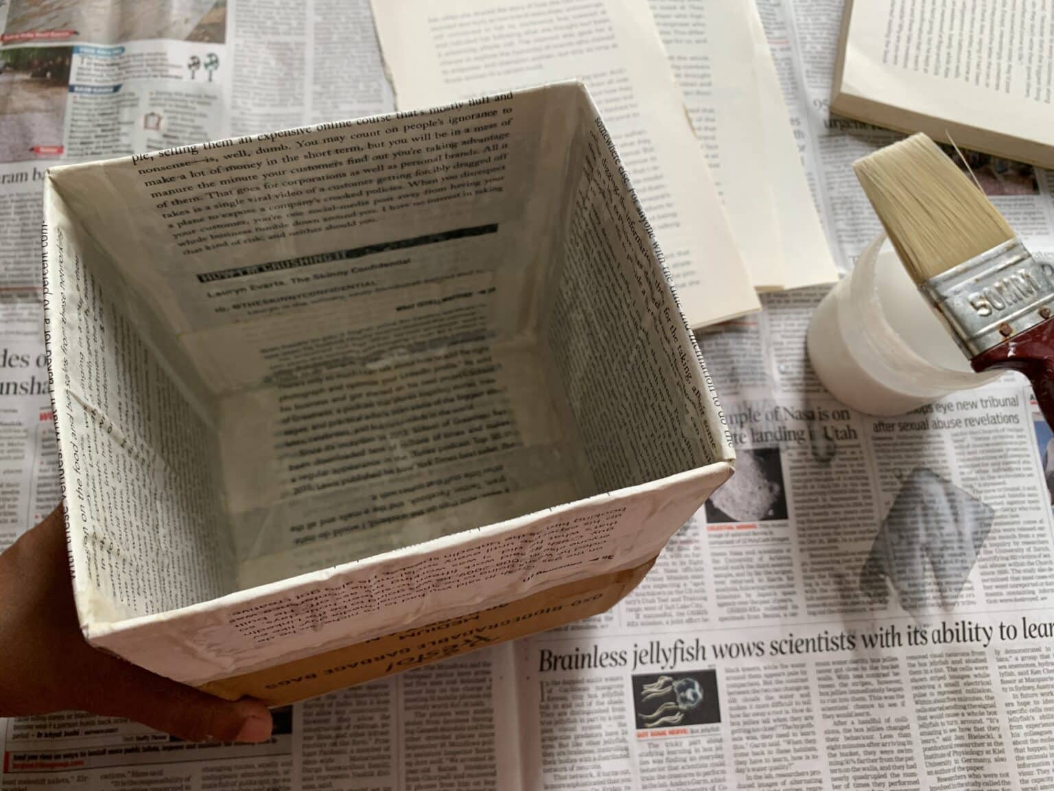 Cardboard box storage for mixed media collage papers - Debasree Dey Art