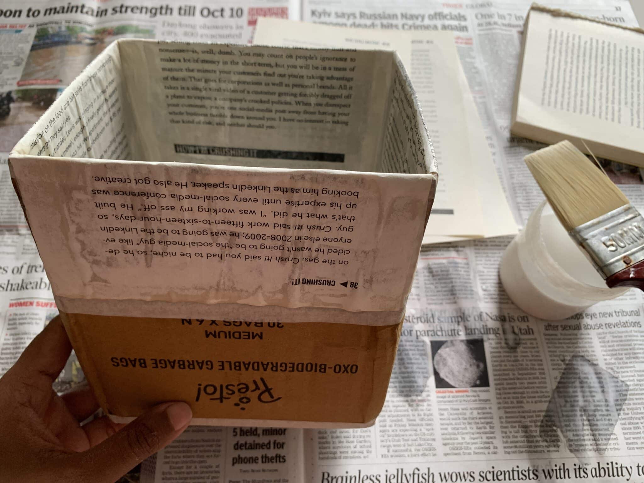 Cardboard box storage for mixed media collage papers - Debasree Dey Art