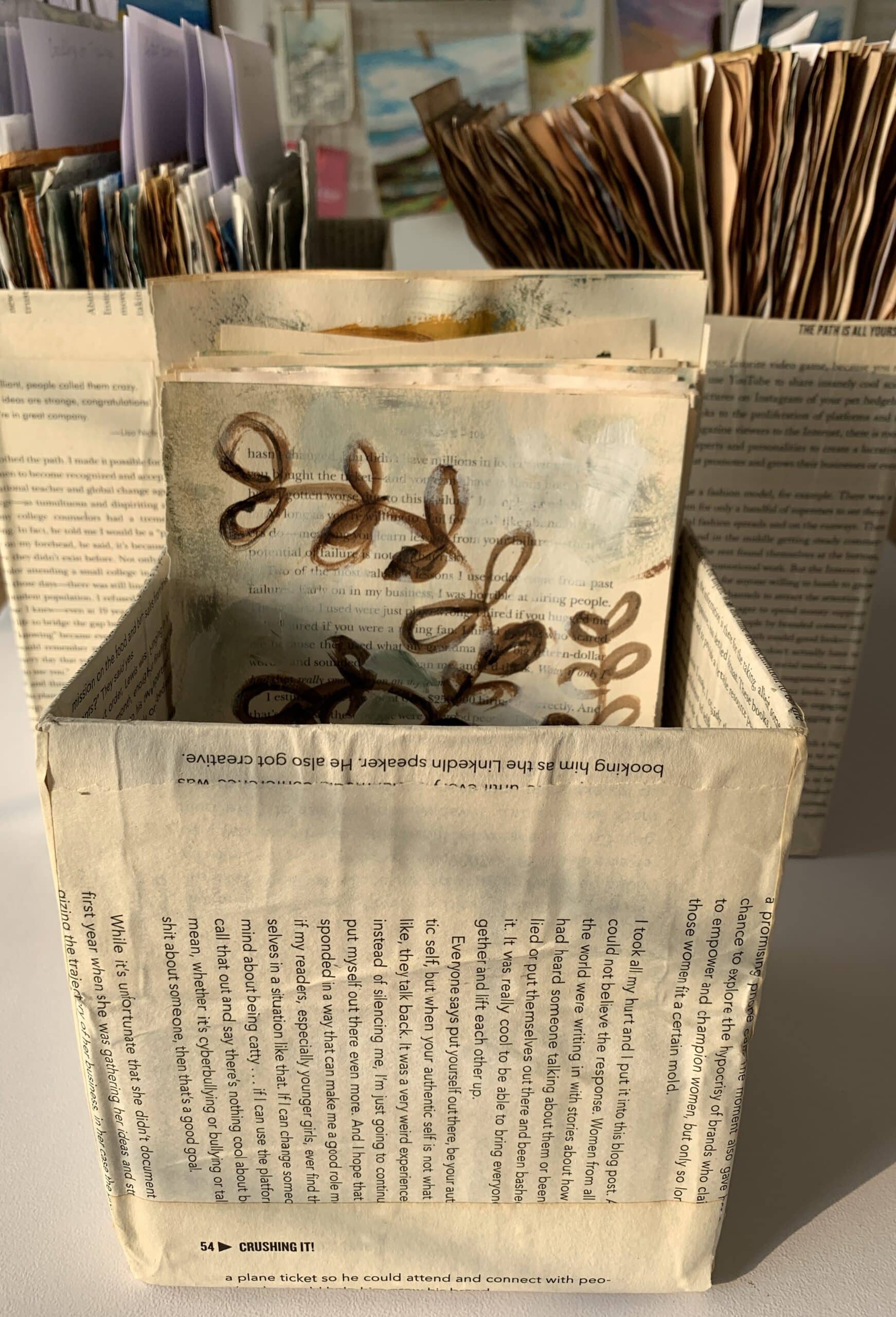 Cardboard box storage for mixed media collage papers - Debasree Dey Art