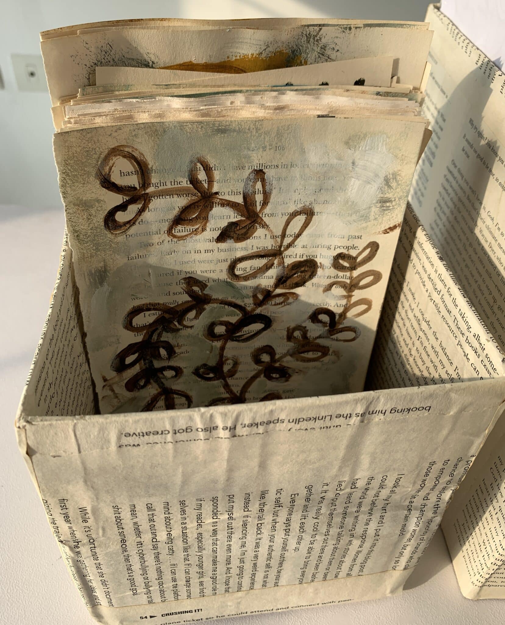 Cardboard box storage for mixed media collage papers - Debasree Dey Art