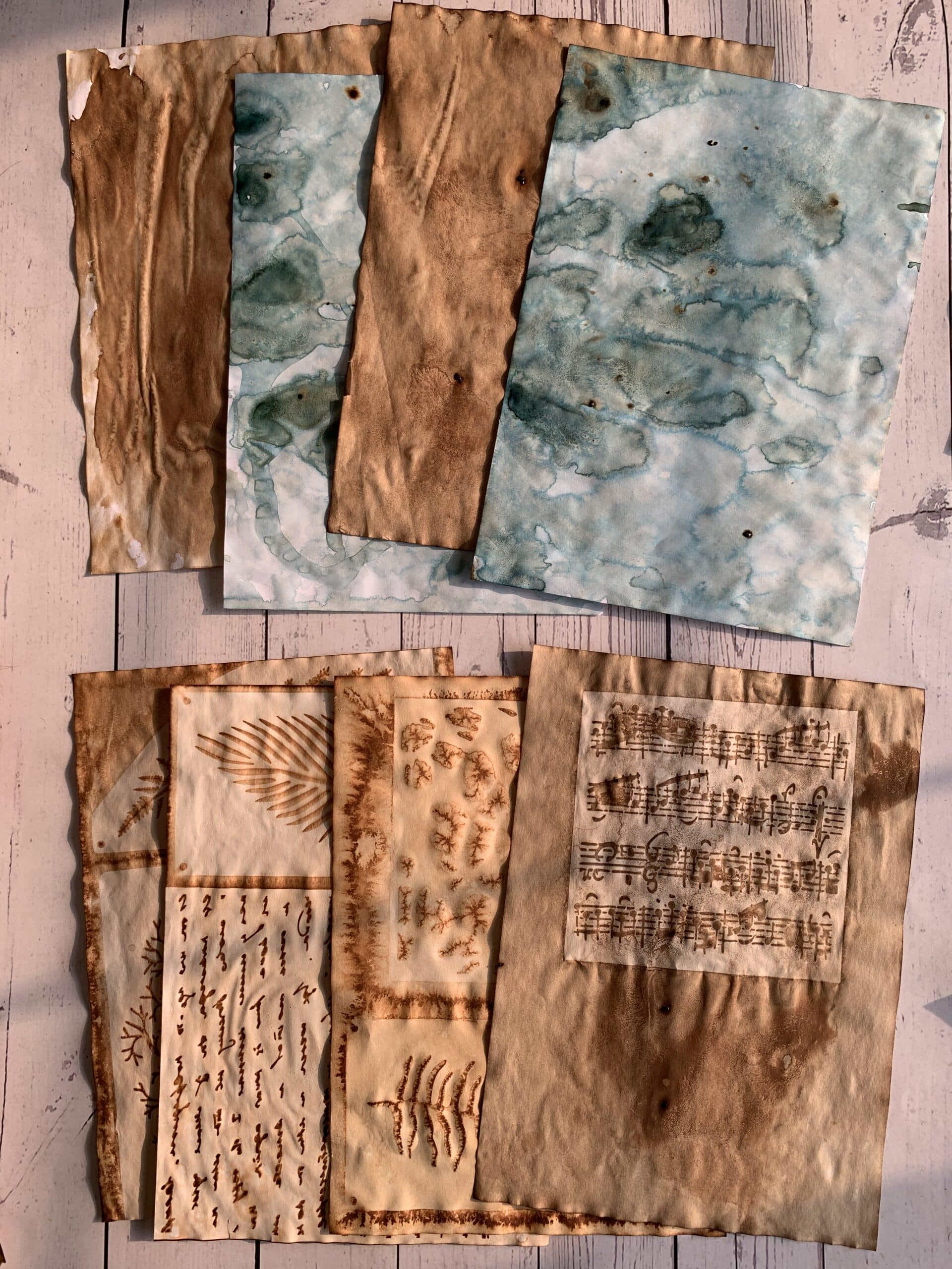 Coffee Dye Mixed Media Collage Papers - Debasree Dey Art