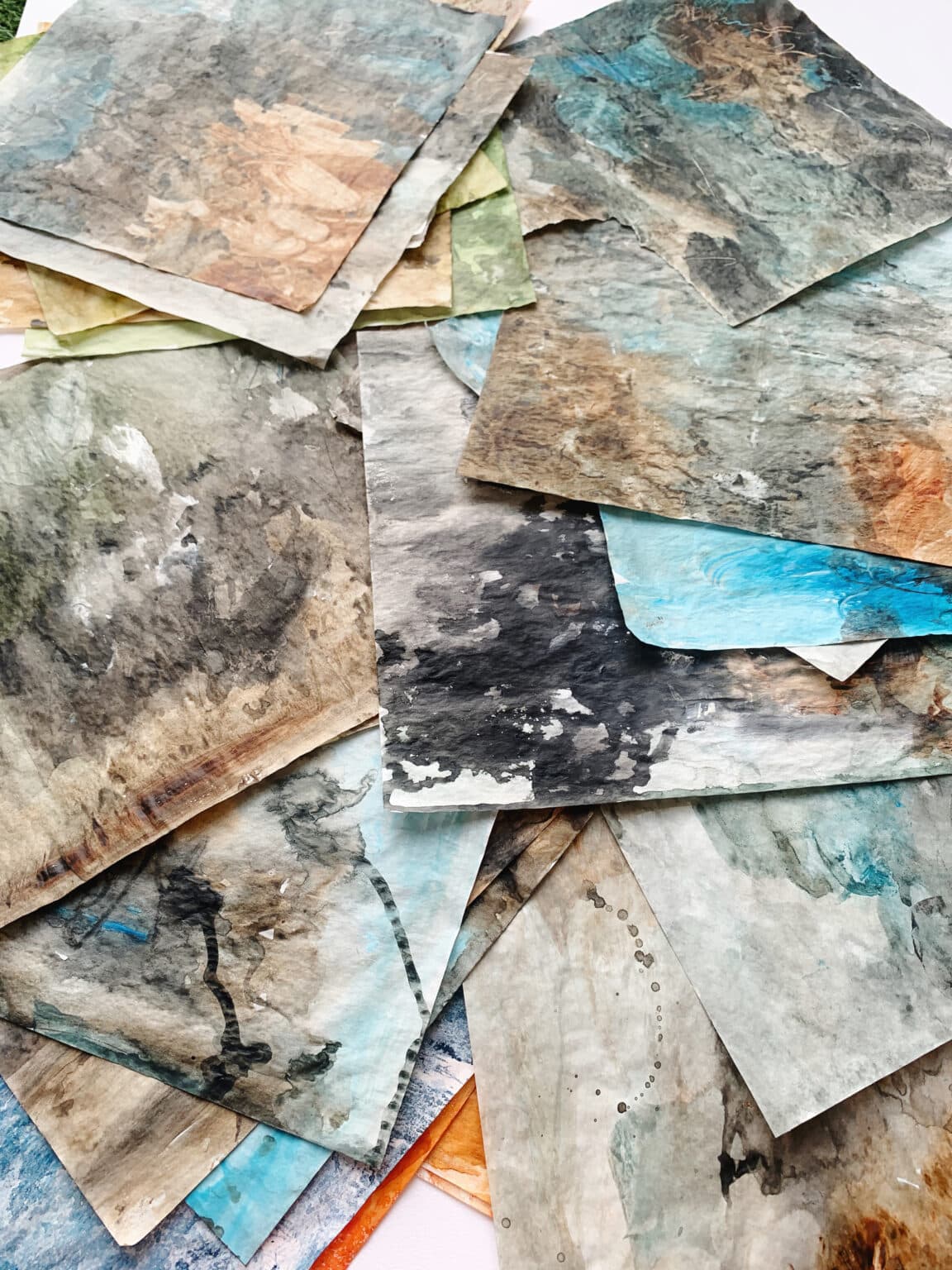Creating mixed media collage papers using deli/butter/bakery papers ...