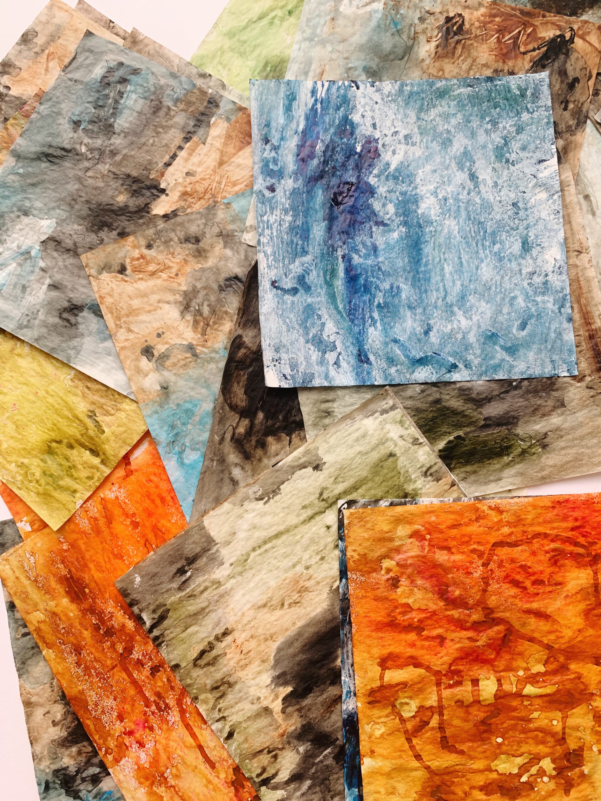 Creating mixed media collage papers using deli/butter/bakery papers ...