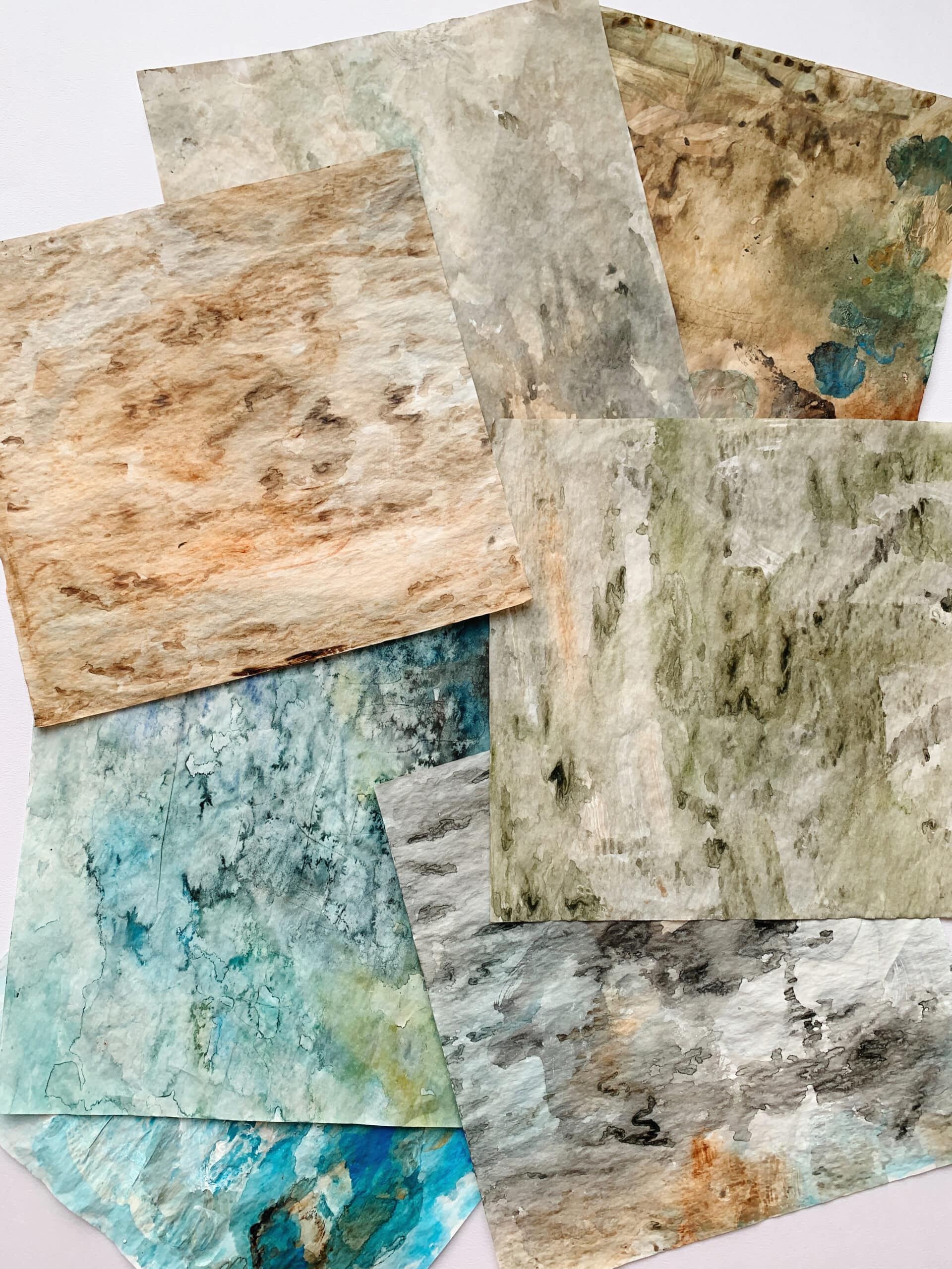 Creating mixed media collage papers using deli/butter/bakery papers ...