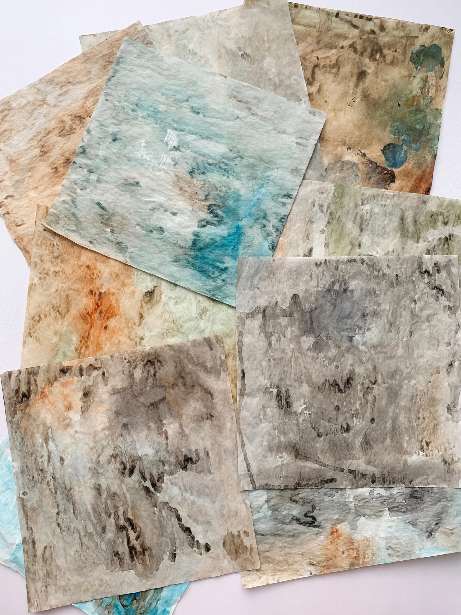 Creating mixed media collage papers using deli/butter/bakery papers ...