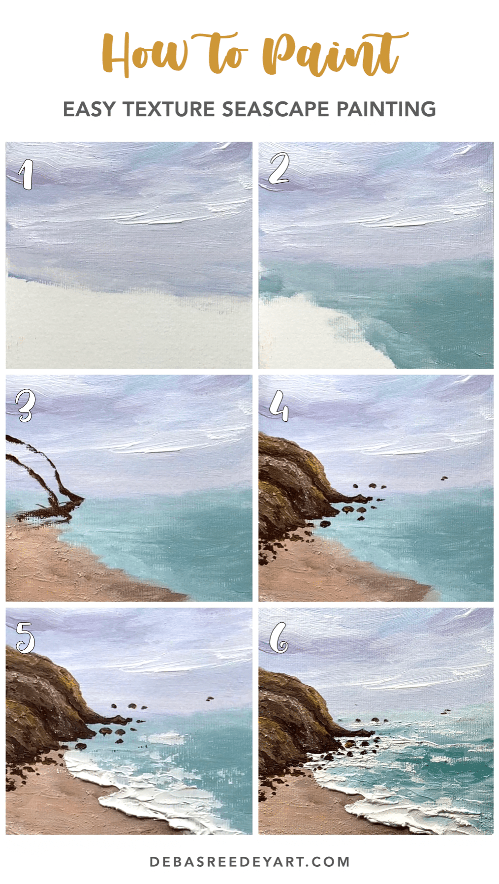 Easy texture seascape painting - Debasree Dey Art