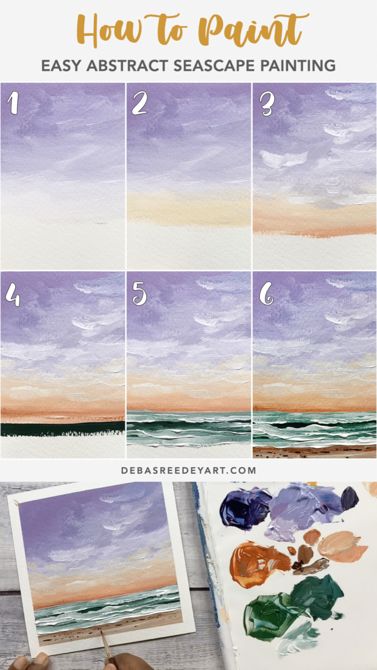 Easy abstract seascape painting - Debasree Dey Art