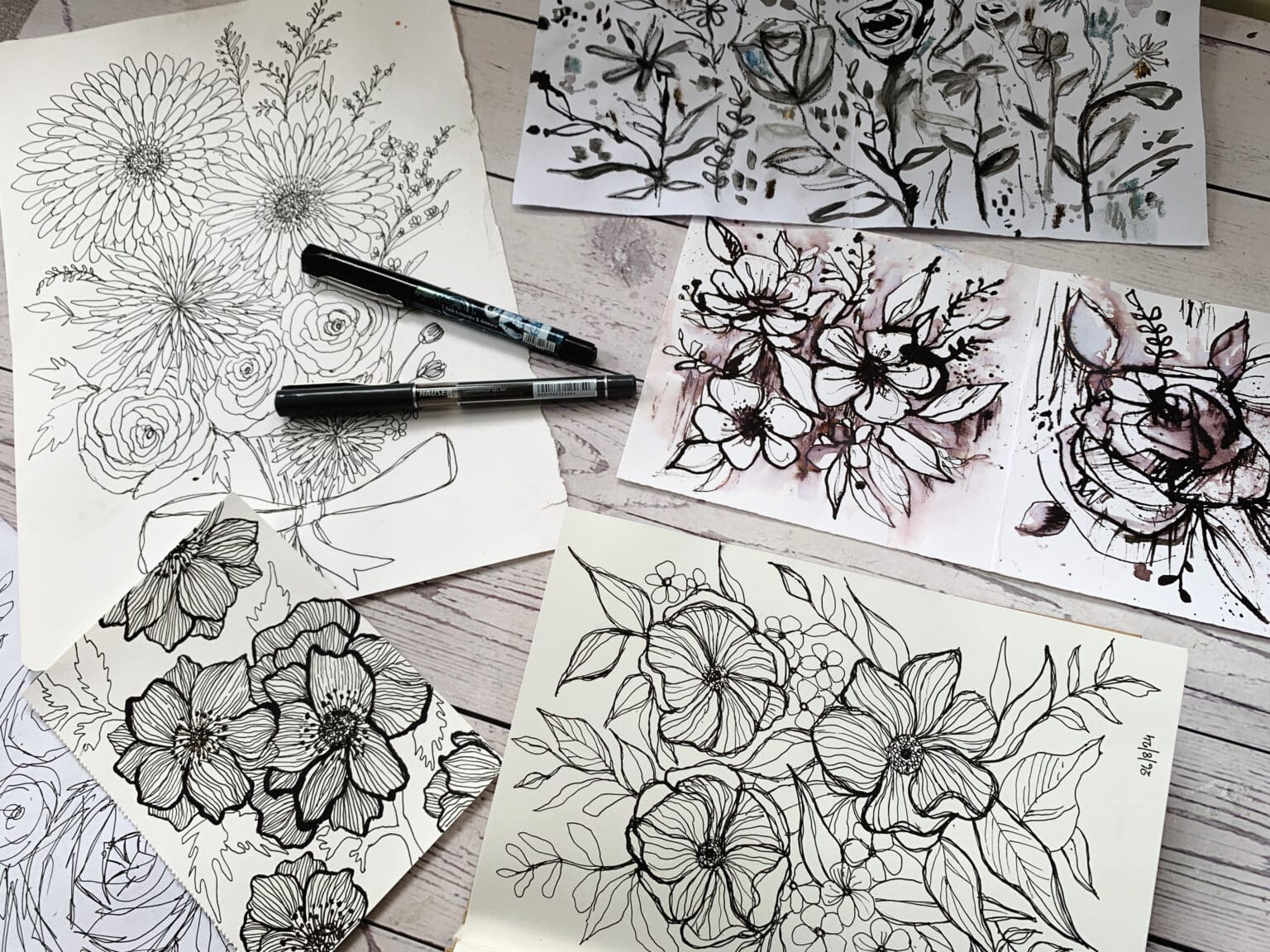 30+ Floral Art Journal Page Ideas - Debasree Dey Art