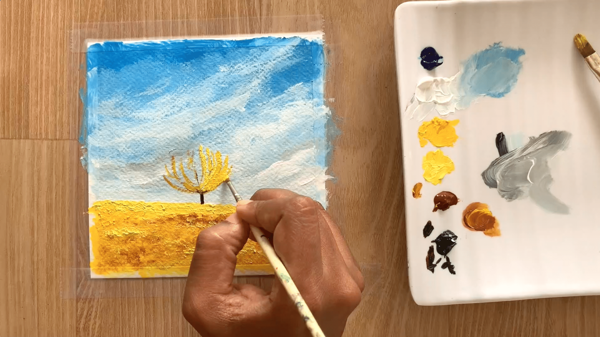 How to paint an Easy Autumn Tree Landscape in 10 easy steps - Debasree ...