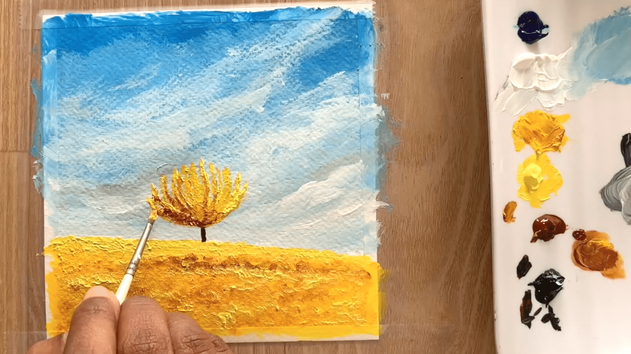 How to paint an Easy Autumn Tree Landscape in 10 easy steps - Debasree ...