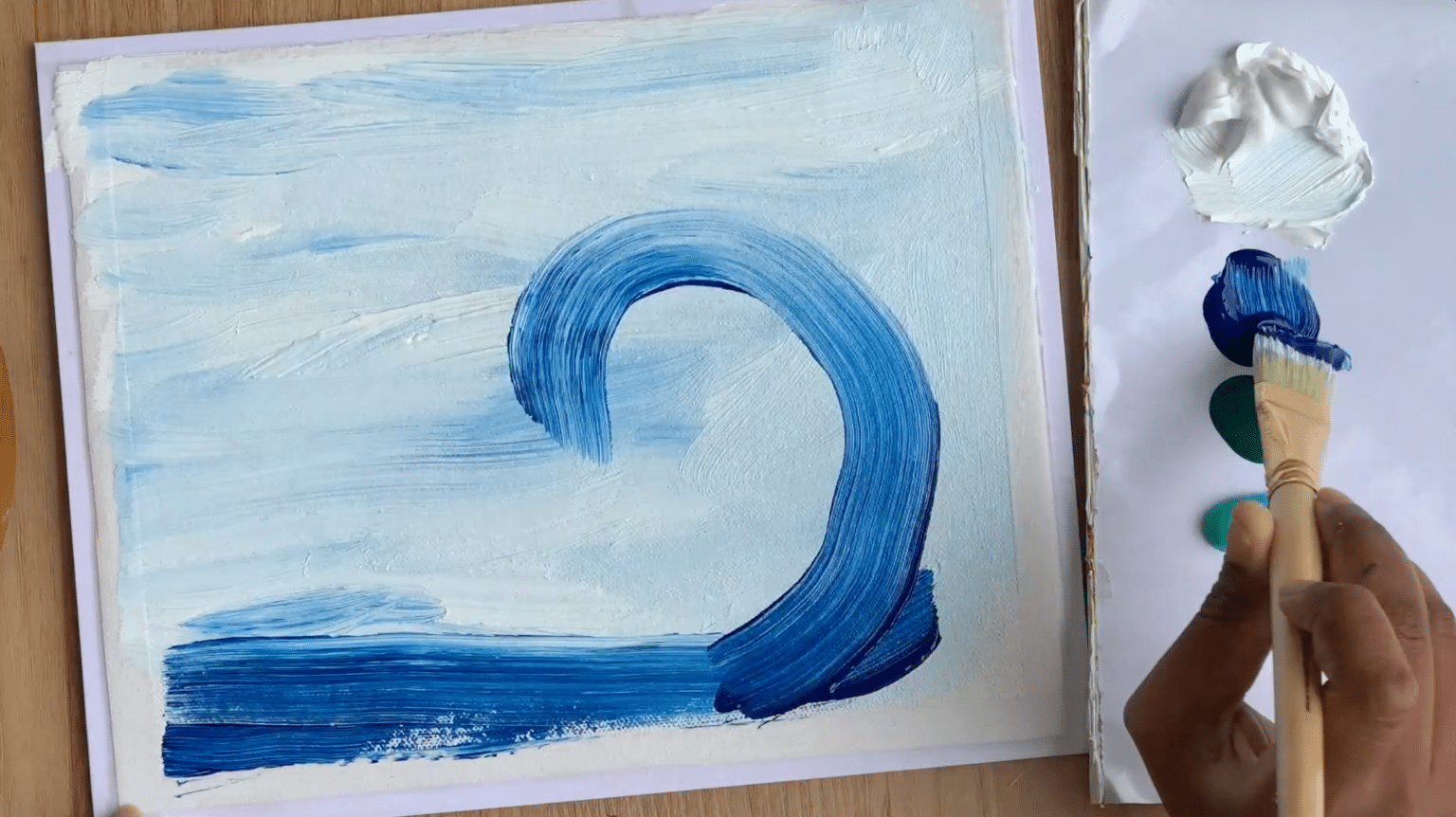 Easy Impasto Waves seascape painting - Debasree Dey Art