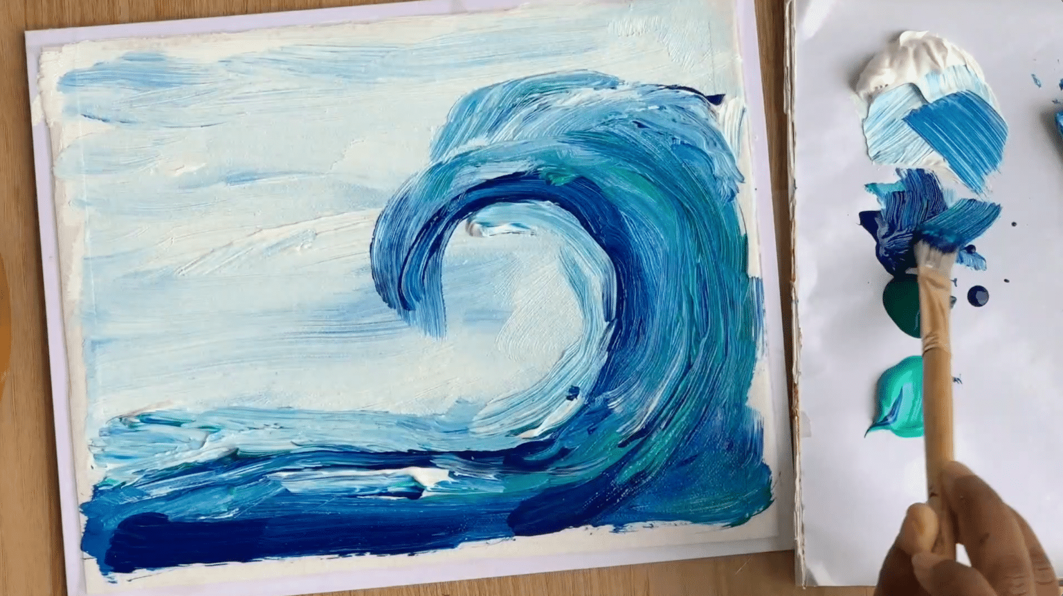 Easy Impasto Waves seascape painting - Debasree Dey Art