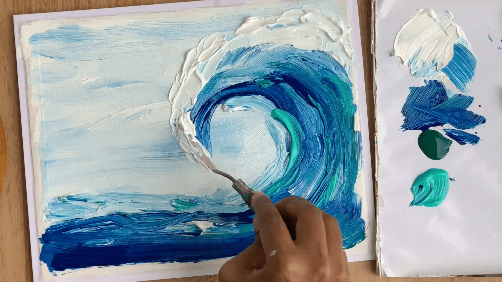 Easy Impasto Waves seascape painting - Debasree Dey Art