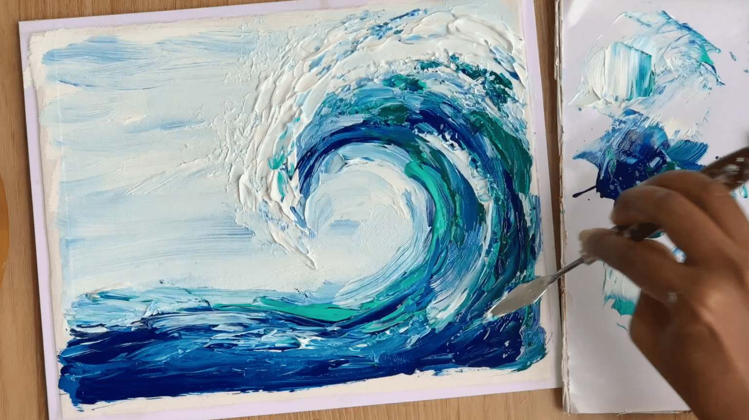 Easy Impasto Waves seascape painting - Debasree Dey Art