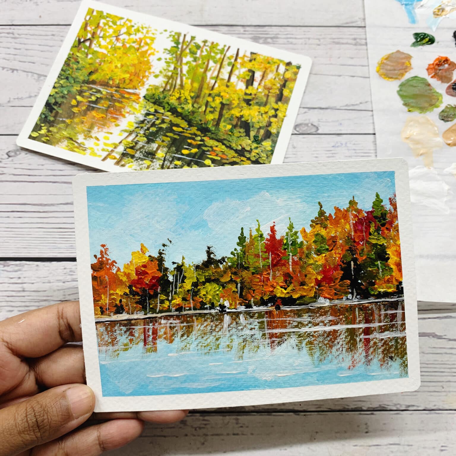 Fall Reflection Landscape with Pine Trees: Easy Step-by-Step Acrylic ...
