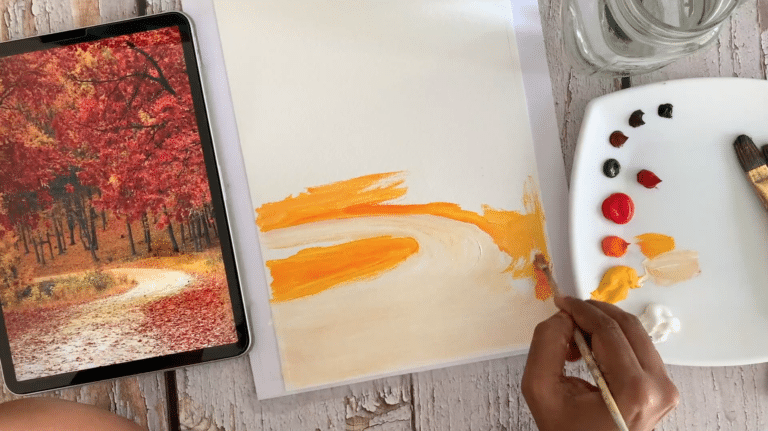 Easy Autumn Road: A Step-by-Step Fall Painting Tutorial for Beginners - Debasree Dey Art