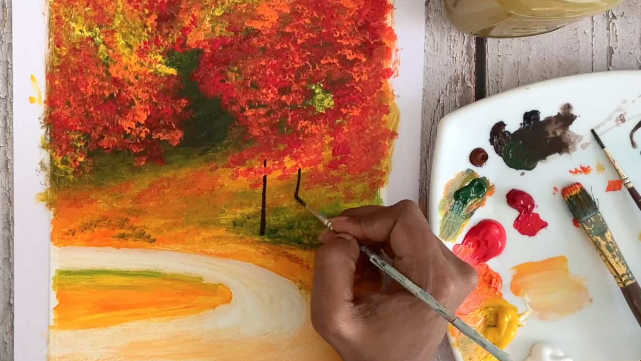 Easy Autumn Road: A Step-by-Step Fall Painting Tutorial for Beginners ...