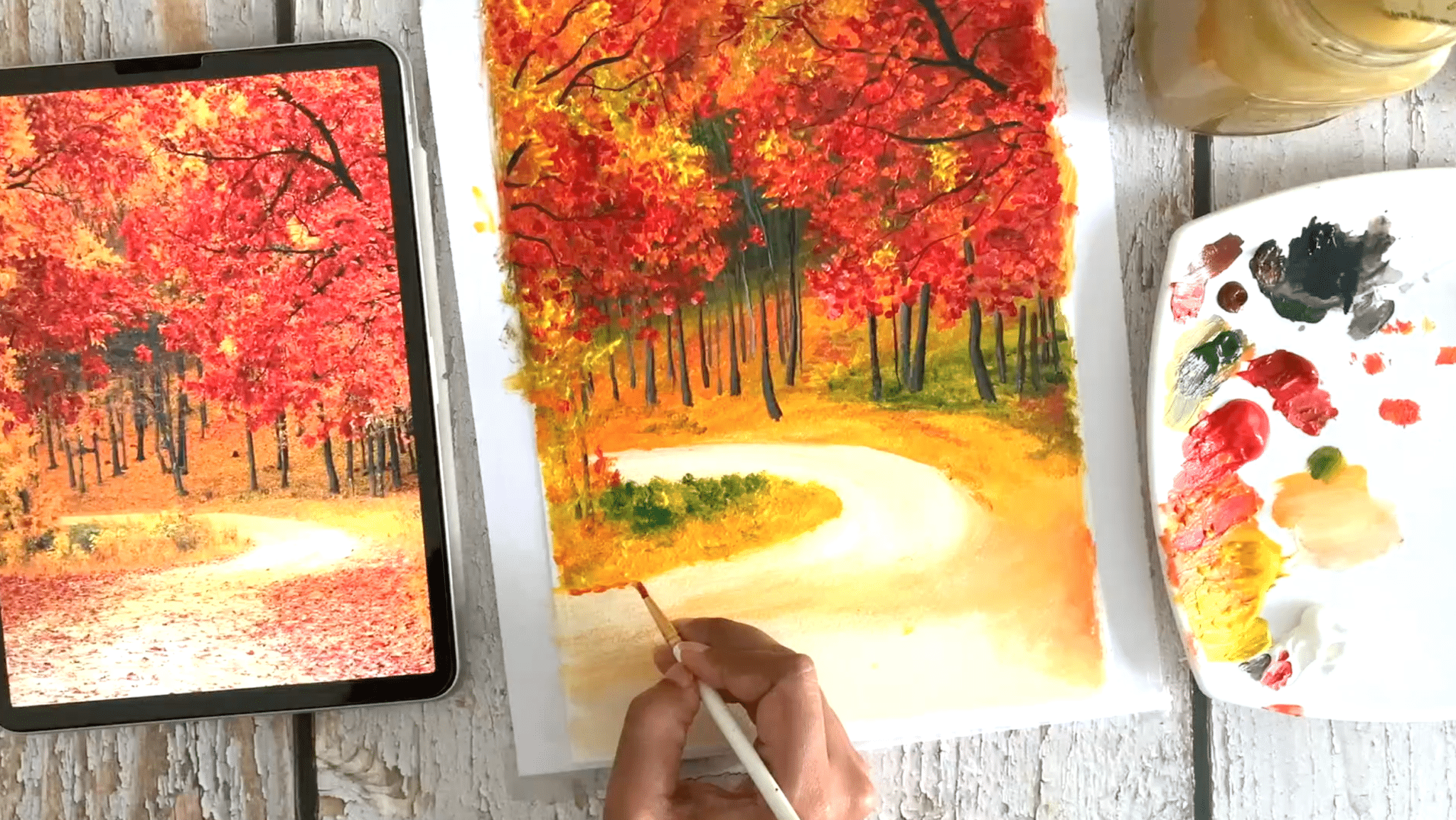 Easy Autumn Road: A Step-by-Step Fall Painting Tutorial for Beginners - Debasree Dey Art