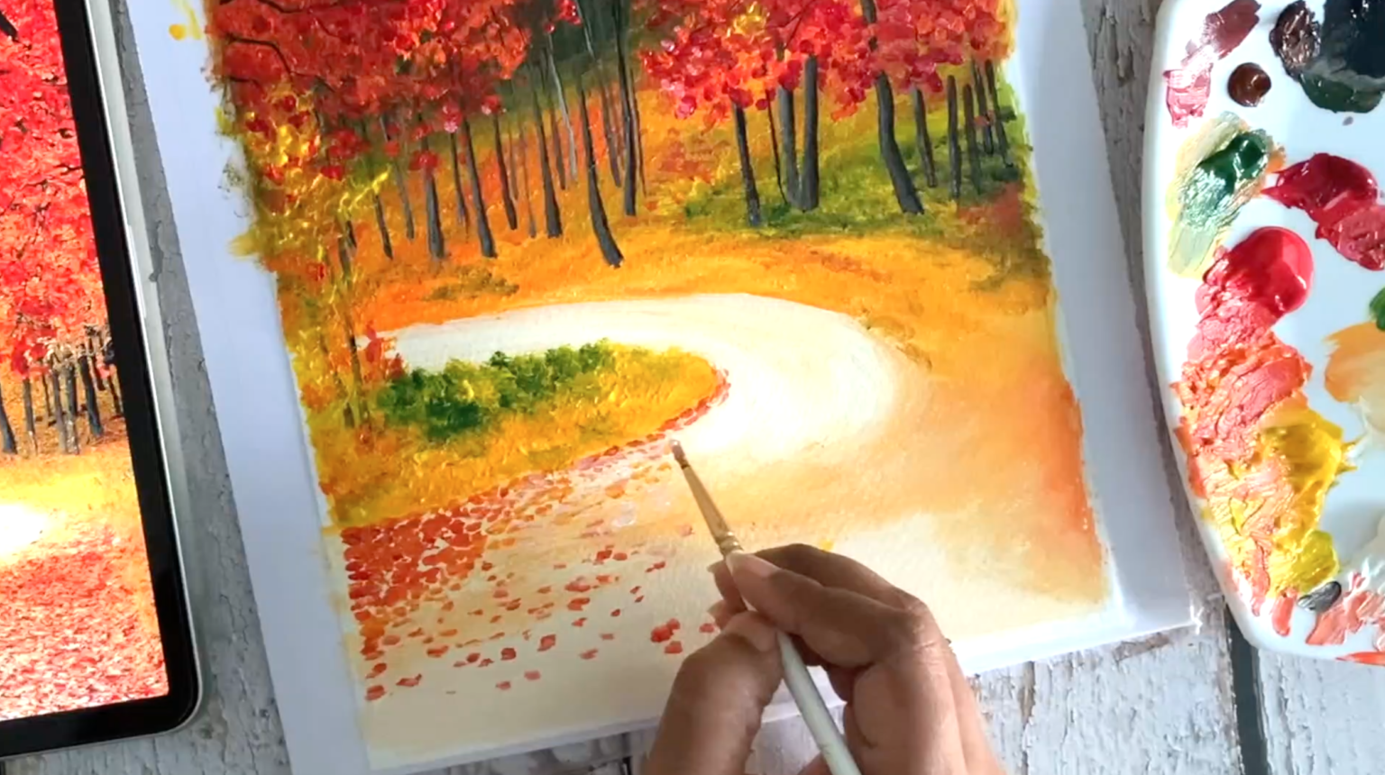 Easy Autumn Road: A Step-by-Step Fall Painting Tutorial for Beginners - Debasree Dey Art