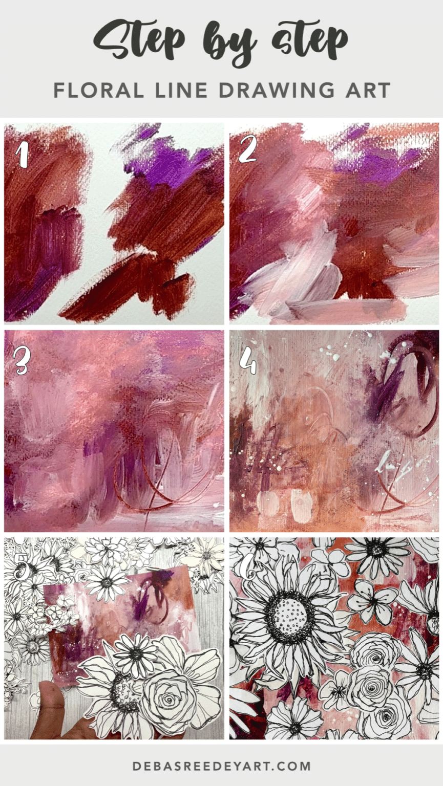 Black-and-White Floral Line Art with Messy Flower Doodles - Debasree ...